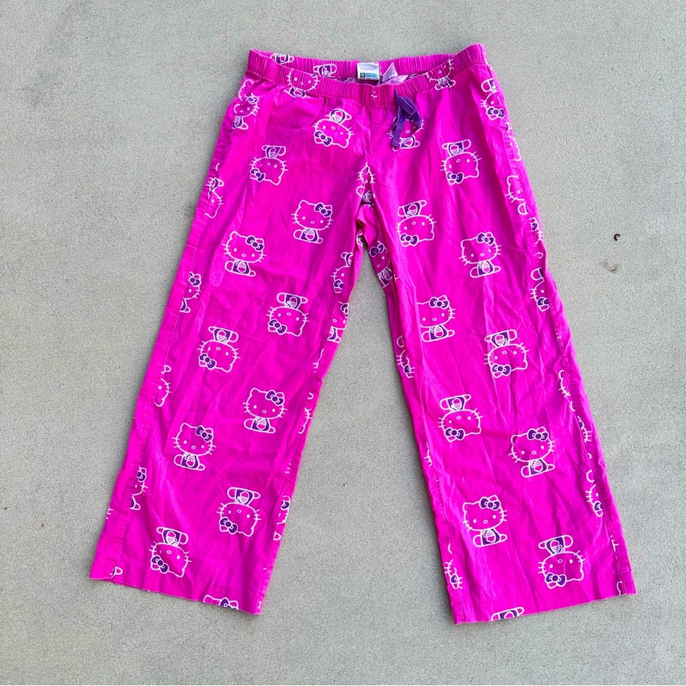 Y2k Pink And White Hello Kitty Pajama Pants - Gem